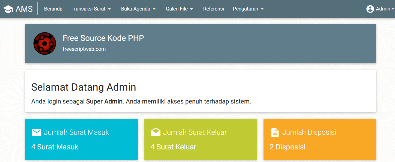 Source Code PHP MySQL Aplikasi Manajemen Surat