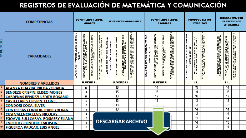 Registros de evaluación automatizadas de matemática y comunicación ...