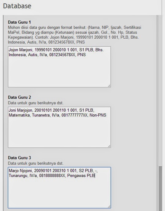 SUBDIT PKLK: Petunjuk Pengisian Database