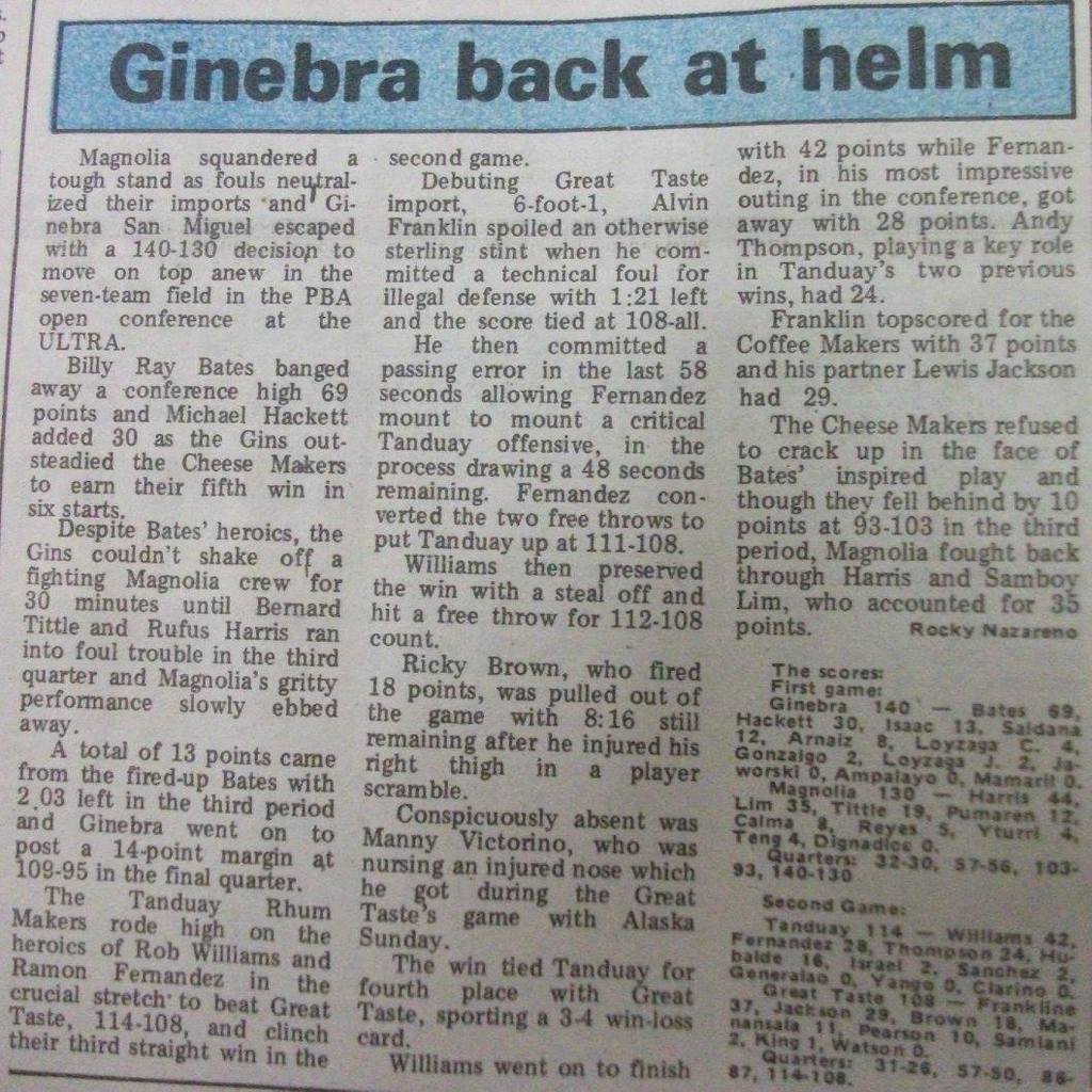 RP Basketball Photos & Articles: 1986 PBA Open (newspaper clips)