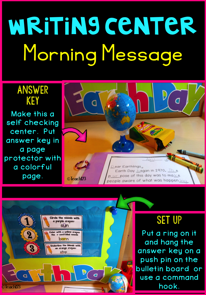 Set up Morning Message as a Center | Teach123