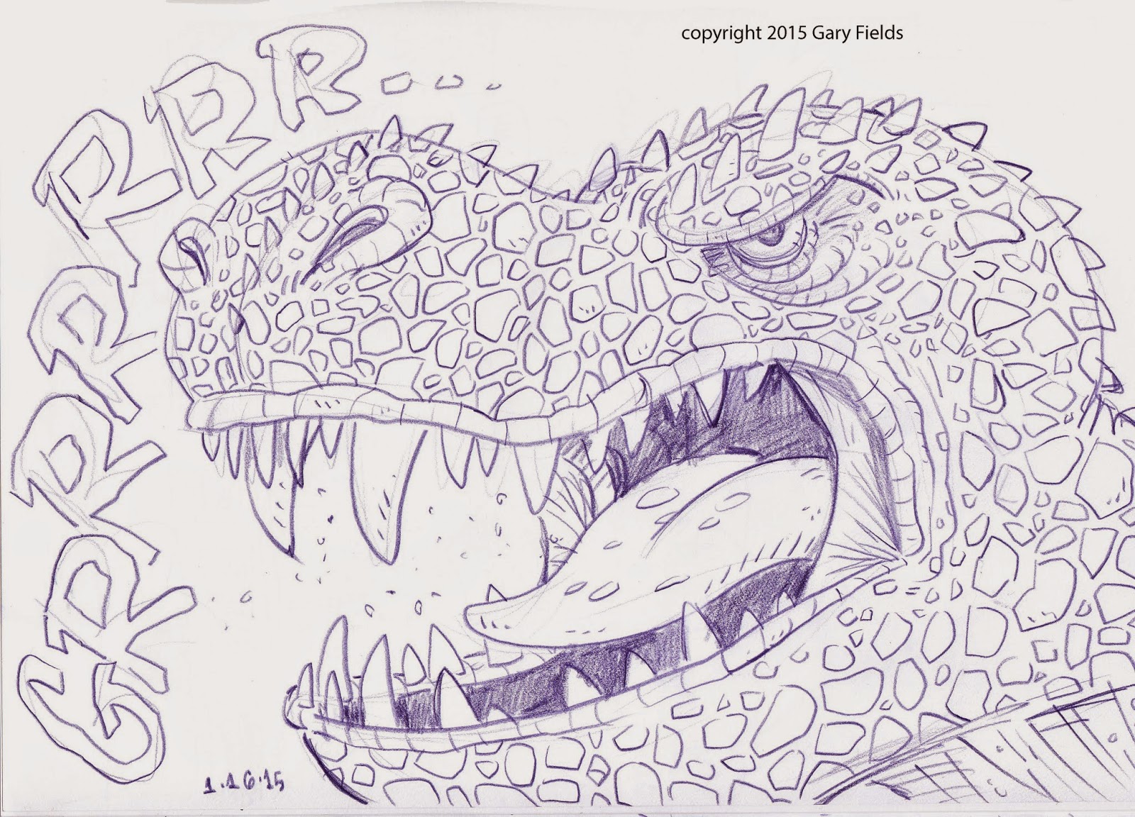 Gary Fields Studios blog: angry t-rex sketch