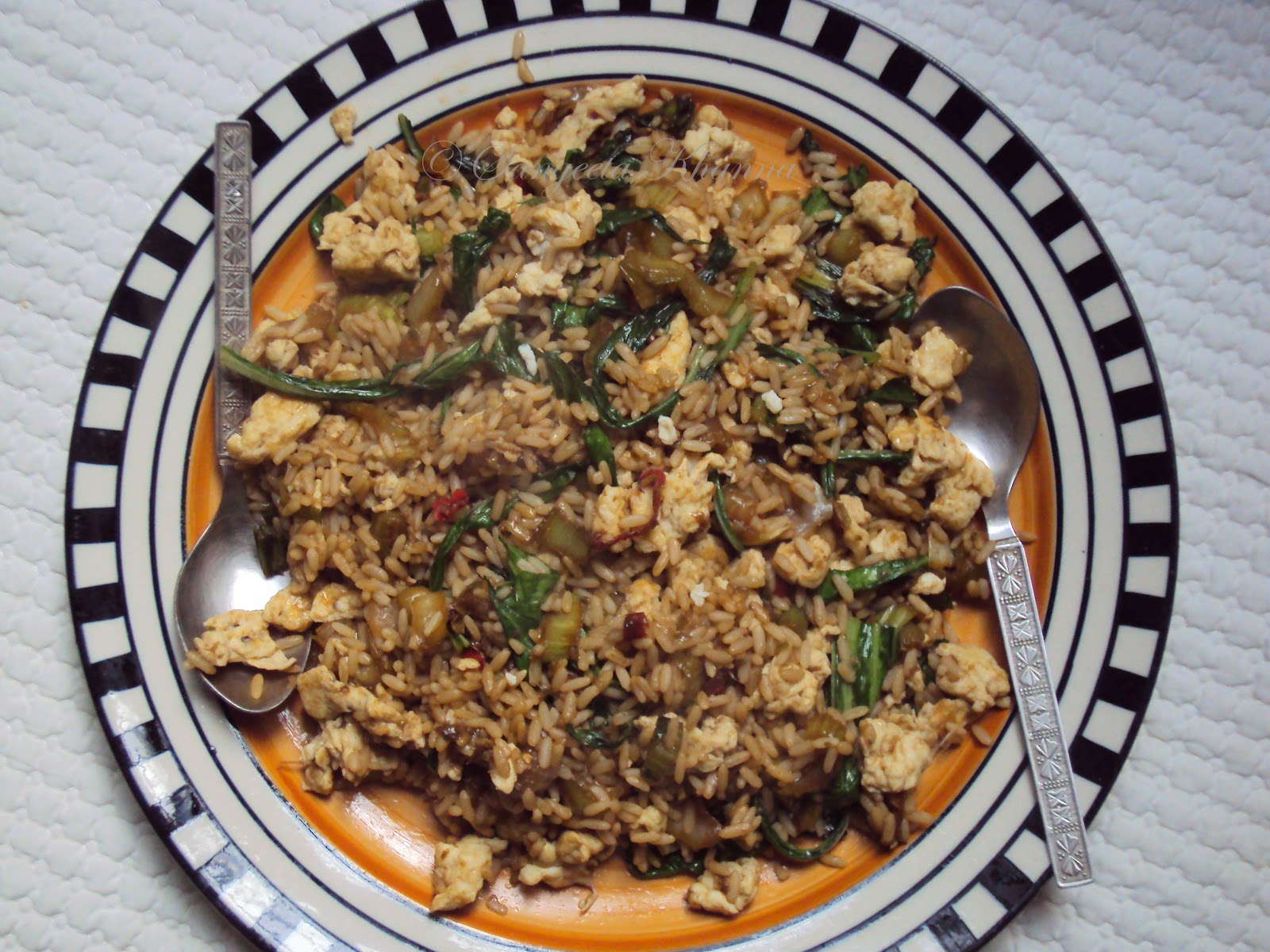 eggs fried rice with bok choy .........