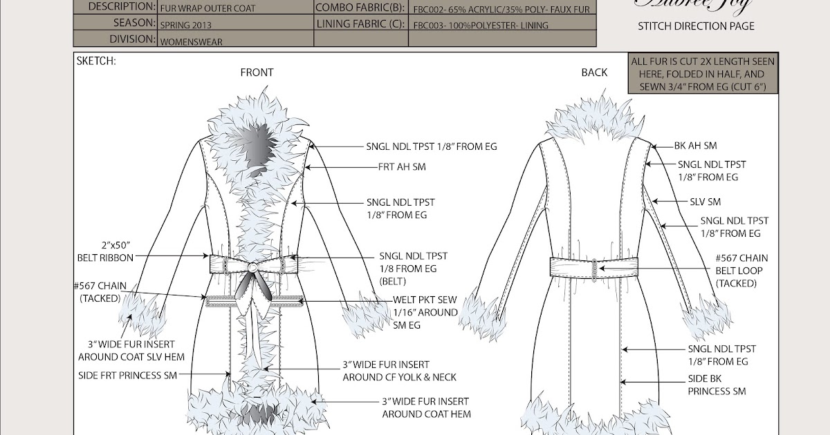 Miss Fashion Inventor. : Fur Trim Outer Coat Tech Pack