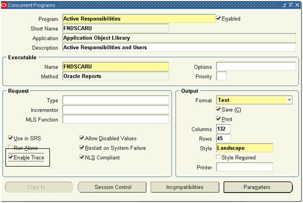 Oracle Ebiz Enable Trace File For A Concurrent Program