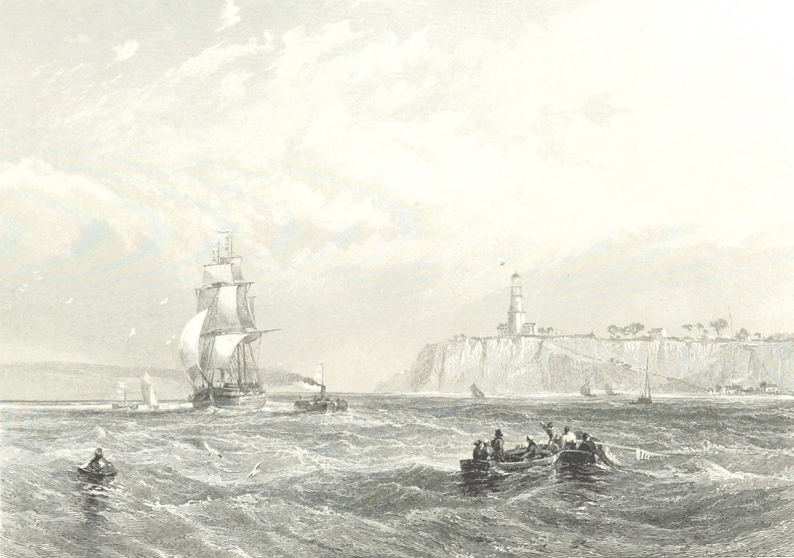 Port Phillip Heads, Victoria - c. 1870's Engraving of a Drawing by John ...