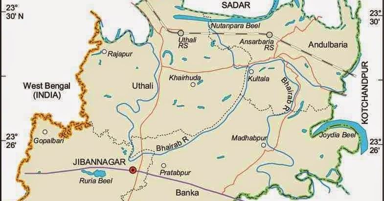 Jibannagar Upazila Map, Chuadanga District, Bangladesh