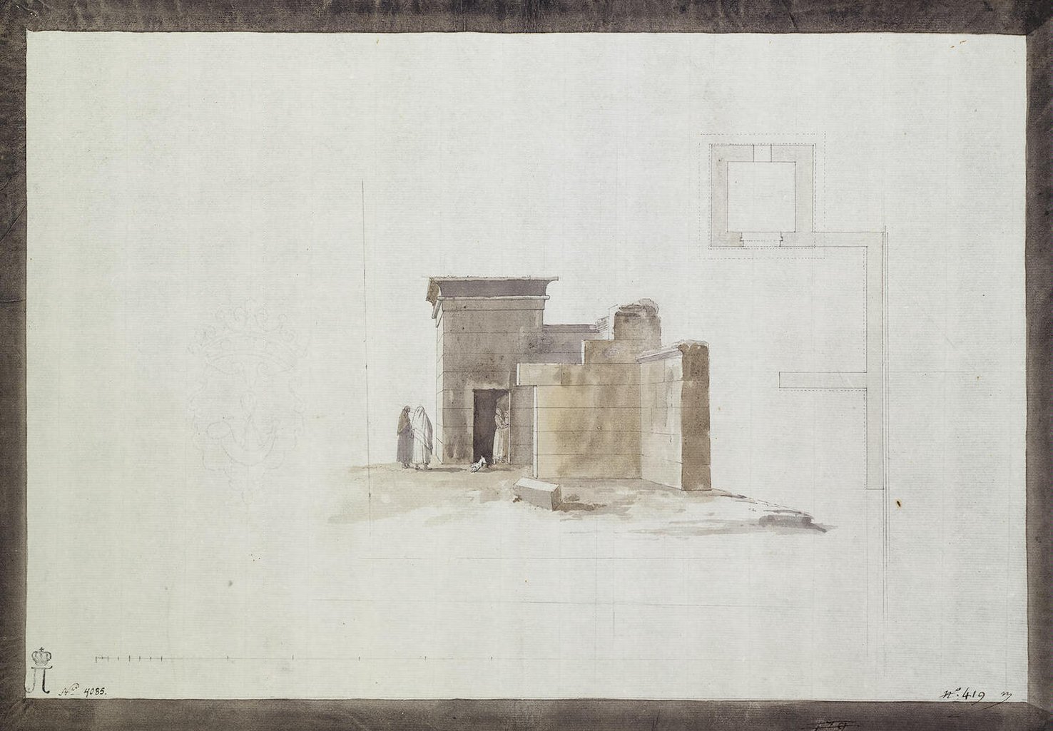 Plan and Cross-Section of a Greek House - Jean-Pierre-Laurent Houel ...