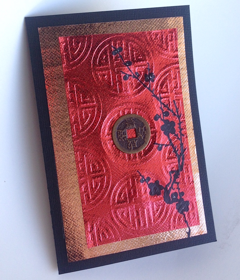 Metallic Asian-themed greeting card and a giveaway!