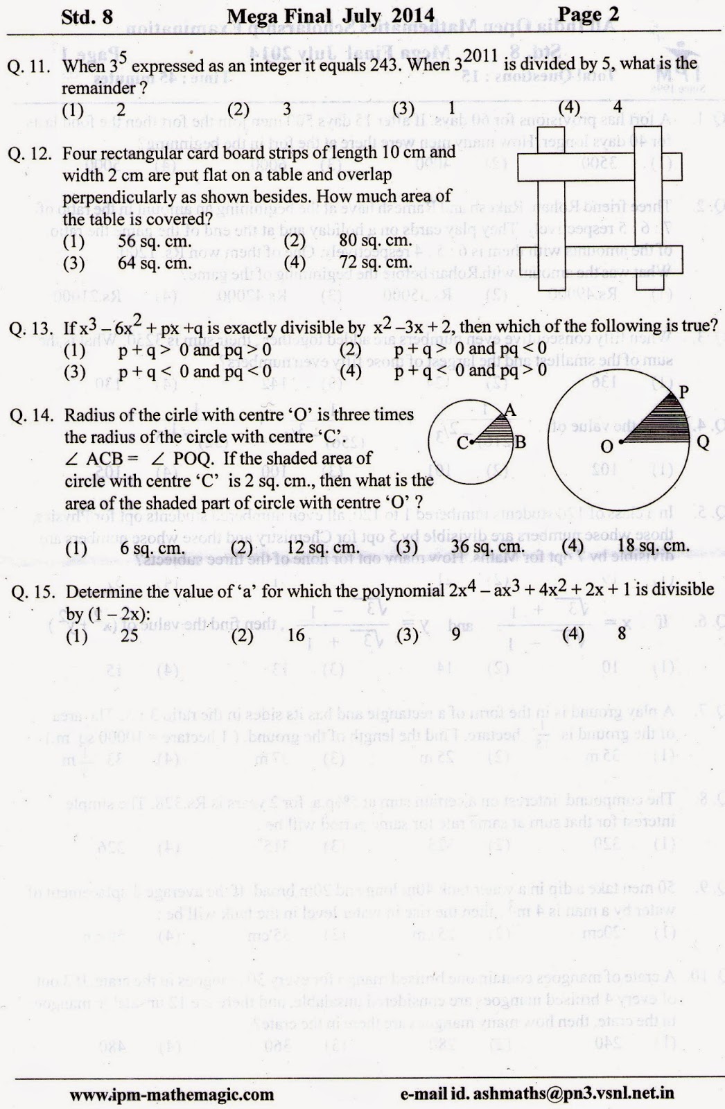 Preparations for IPM, MTSE, Olympiad, MAT, Scholarship,CBSE, ICSE ...