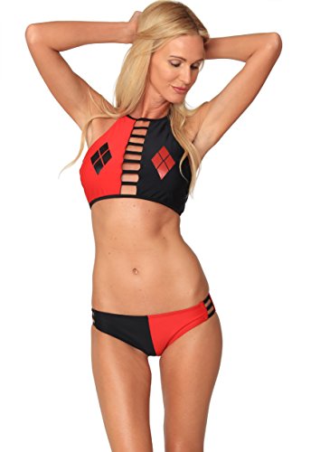 Dc Comics Harley Quinn High Neck Bikini Set Halter Bathing Suit Beach My Xxx Hot Girl