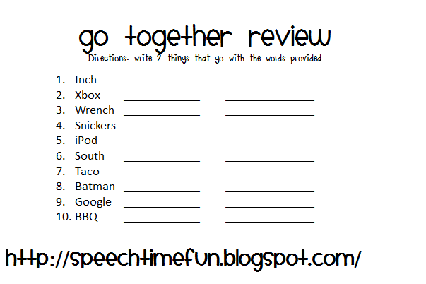 Speech Time Fun: Go Together Card Pack for Older Students!