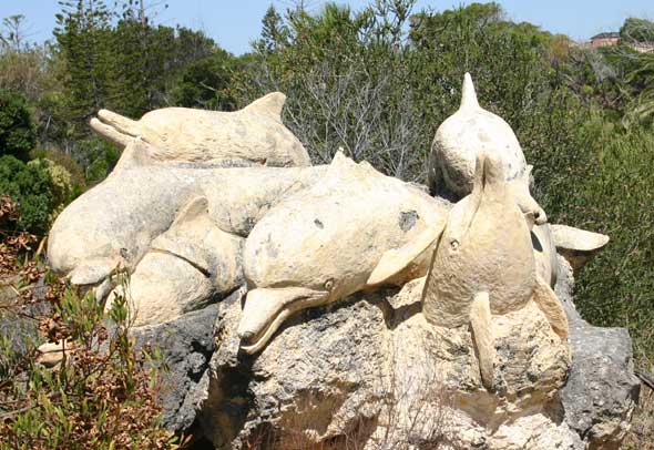 * The statue, apparently of Icarus, of Greek Mythology