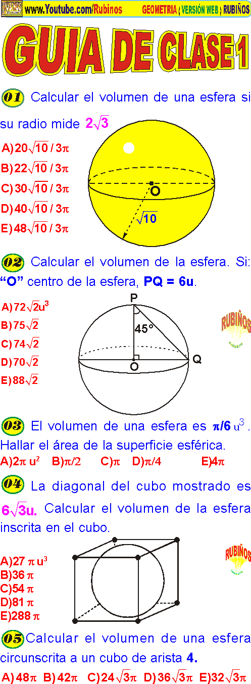 ESFERA EJERCICIOS DE GEOMETRÍA DEL ESPACIO GUIA PARA PRACTICAR MATEMÁTICAS DE SECUNDARIA Y ...
