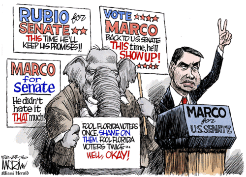 Hackwhackers: Today's Cartoon Twofer- "Little Marco" Rubio's Bad Reviews