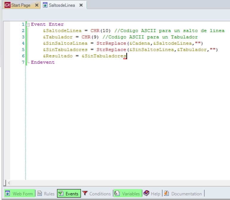 Como eliminar saltos de línea y tabuladores de un string en #Genexus ...