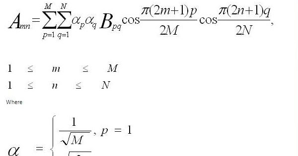 2 D Inverse Discrete Cosine Transform Image Processing