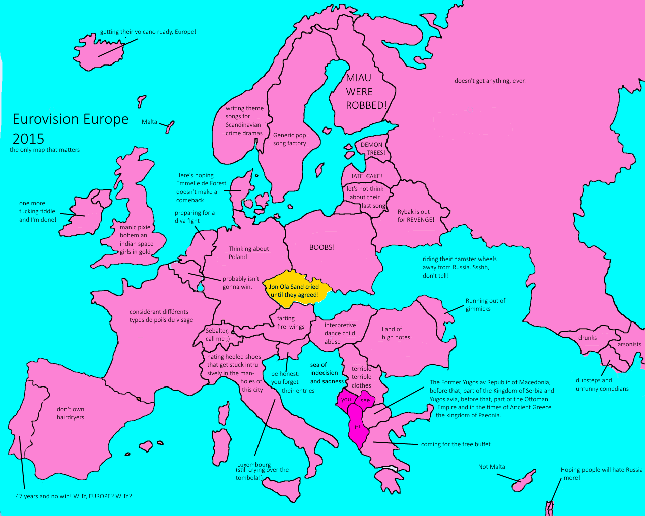 Eurotrash Freaks: Your updated 2015 Eurovision Map