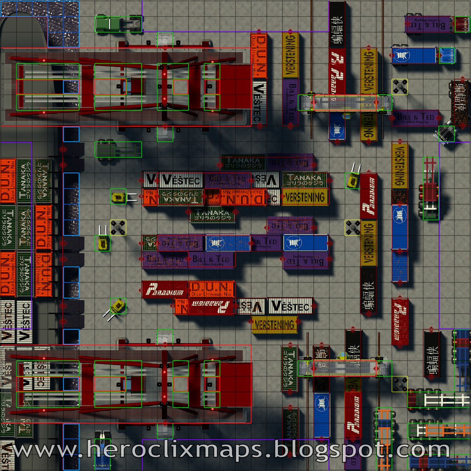 Heroclix Maps: Shipping Yard maps (Daytime and Night-time versions)