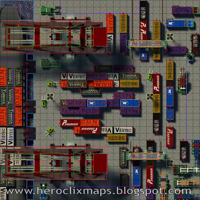 Heroclix Maps: Shipping Yard maps (Daytime and Night-time versions)