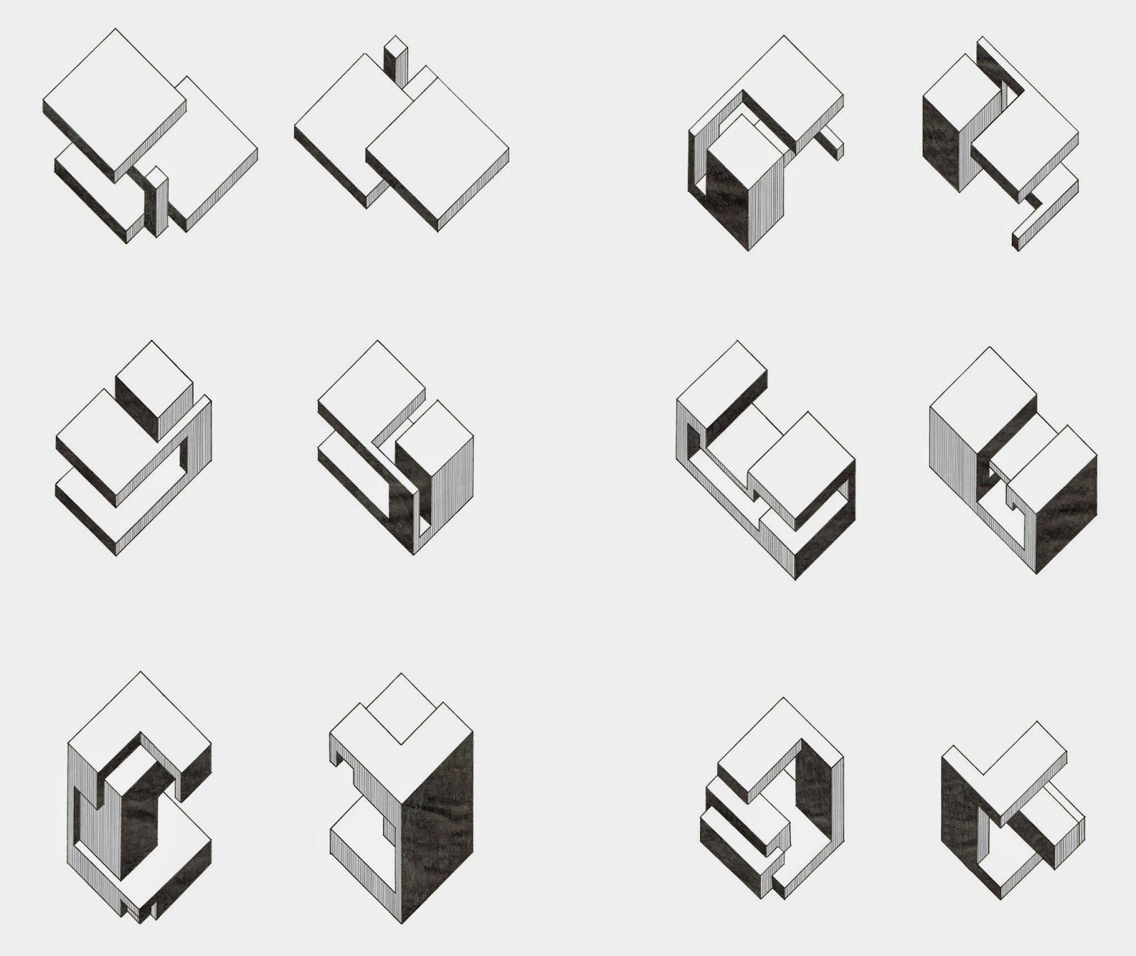 huw: 6 Axonometric Shapes Defined by Concepts