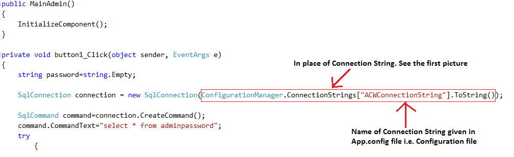 Learn C How To Configure A Database Connection String In An Application You Created In C To