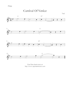 Easy Sheet Music For Beginners: Carnival Of Venice, free flute sheet ...