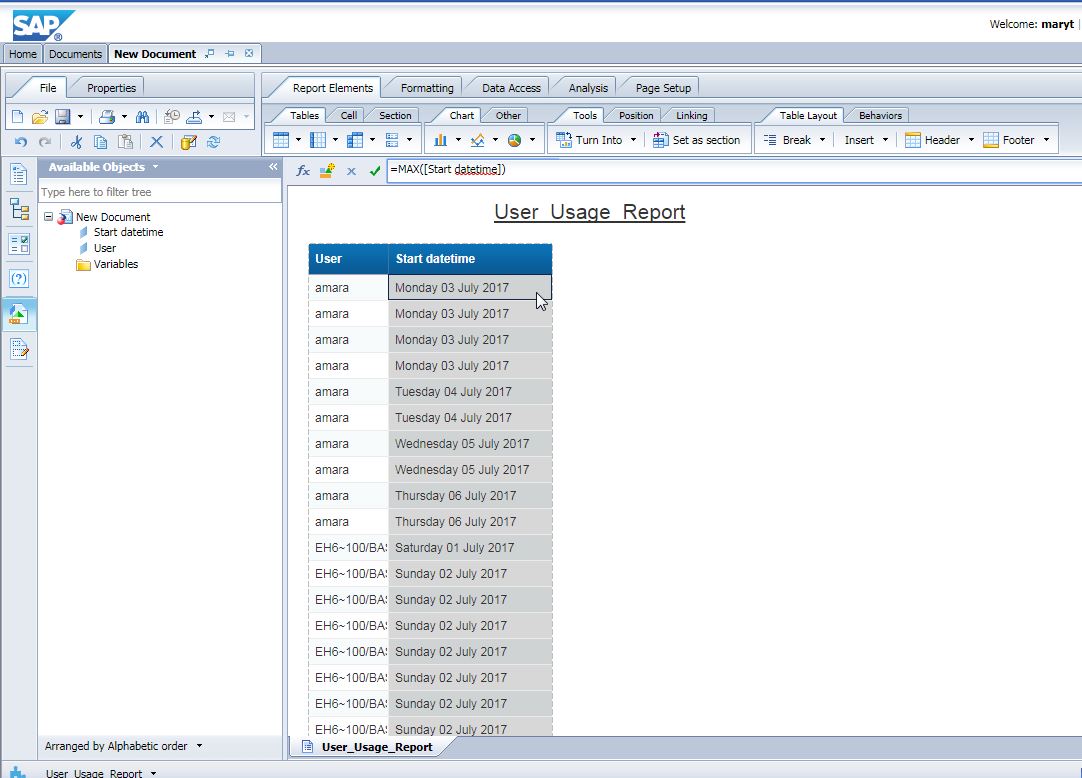 SAP BO WEBINTELLIGENCE