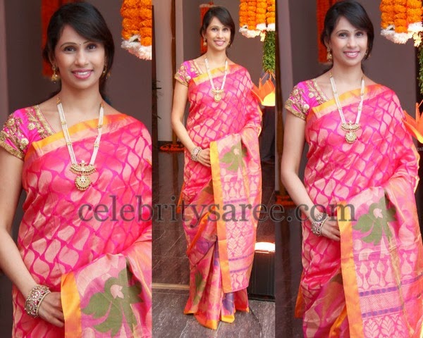 Pink Color Kollam Pattu Saree - Saree Blouse Patterns