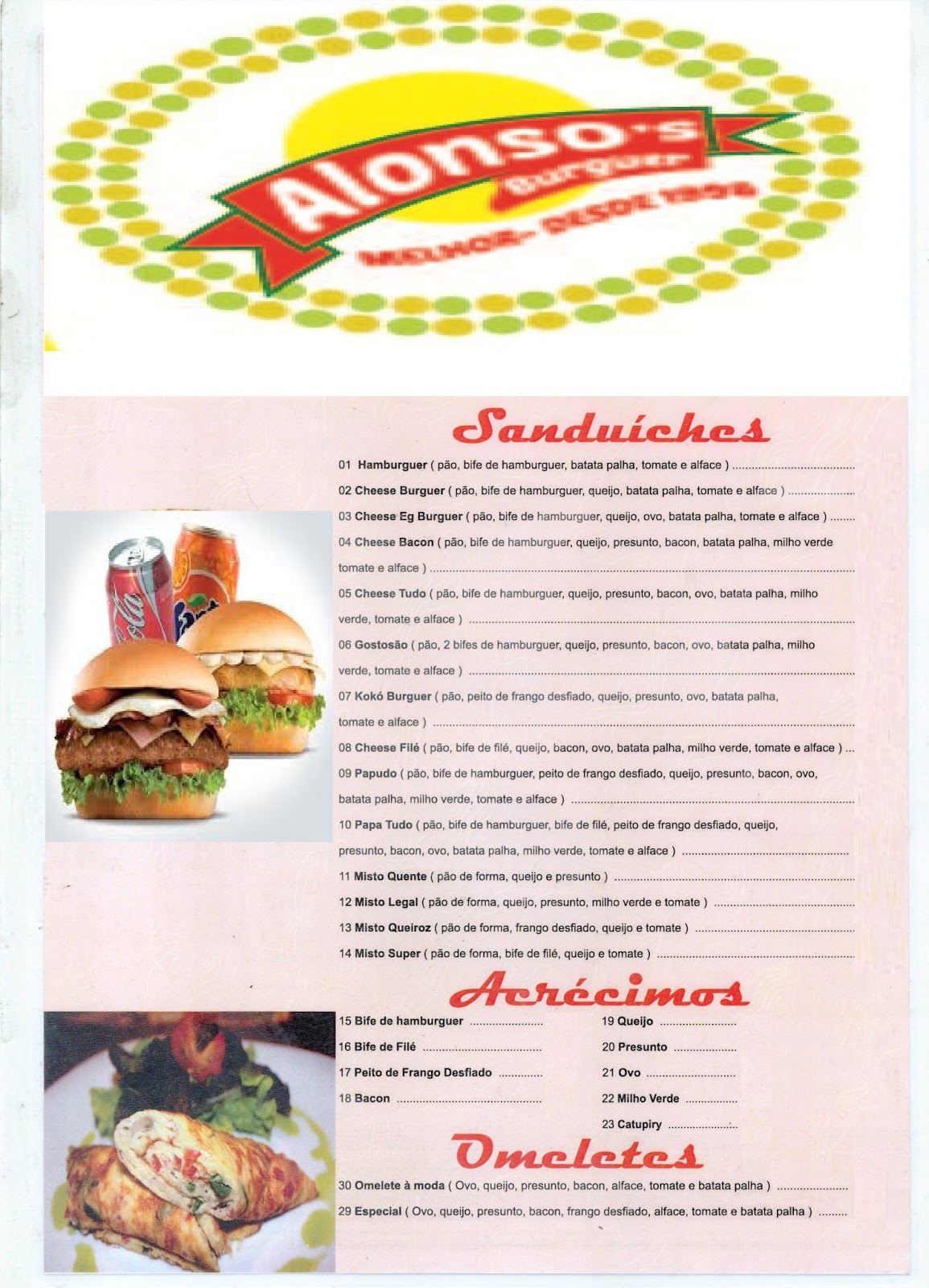 Cardápio ~ Alonsos` Burguer