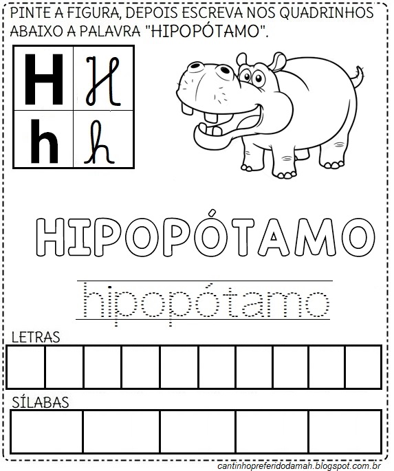 Meu Cantinho Preferido: Letra H - Hipopótamo