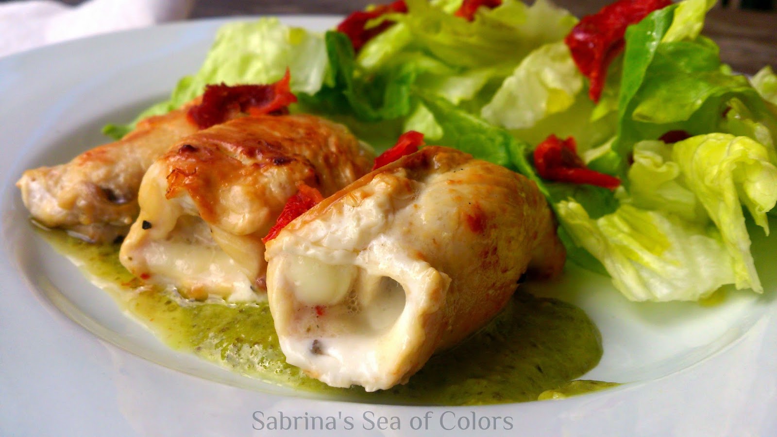 Rollitos de pollo al pesto - Sabrina´s Sea of Colors