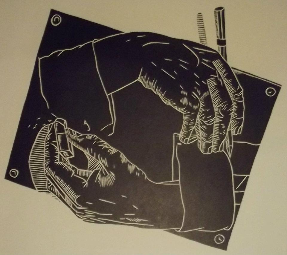 As Artes da Pathy: Linogravura "Mão"