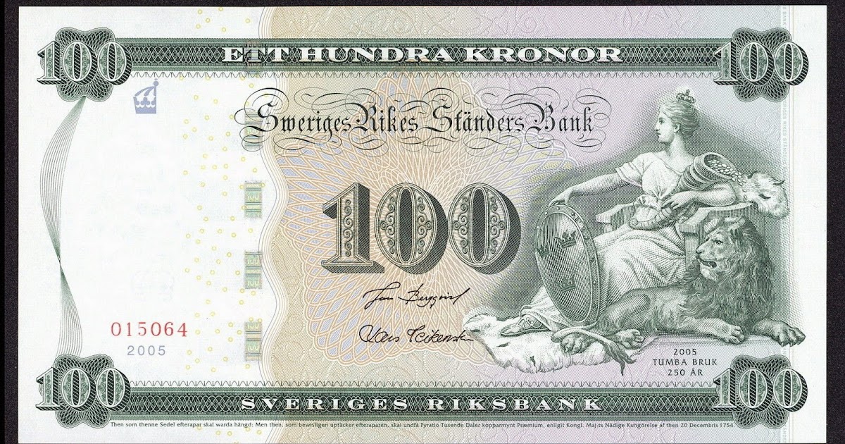 Sweden 100 Swedish Krona commemorative banknote 250th anniversary of ...