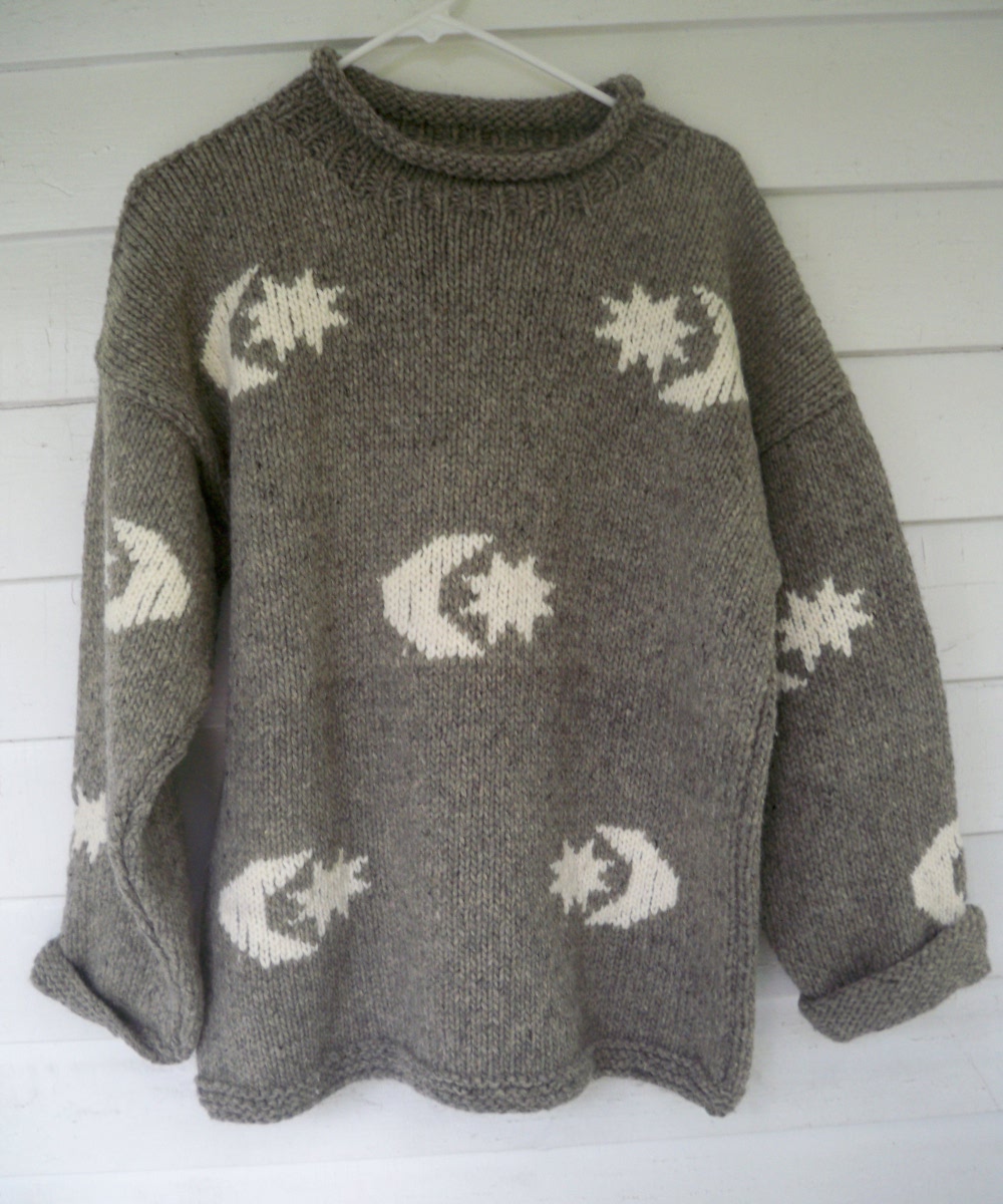 MI SCUSI HAND MADE: Moon and stars sweater