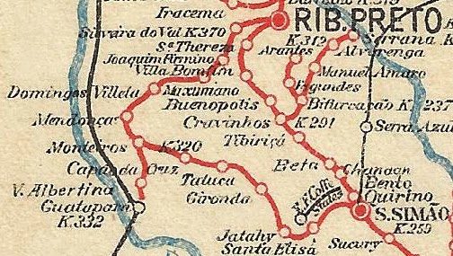 Figura 3 – Fragmento do mapa daslinhas da CMEF de 1922 destacando o ...
