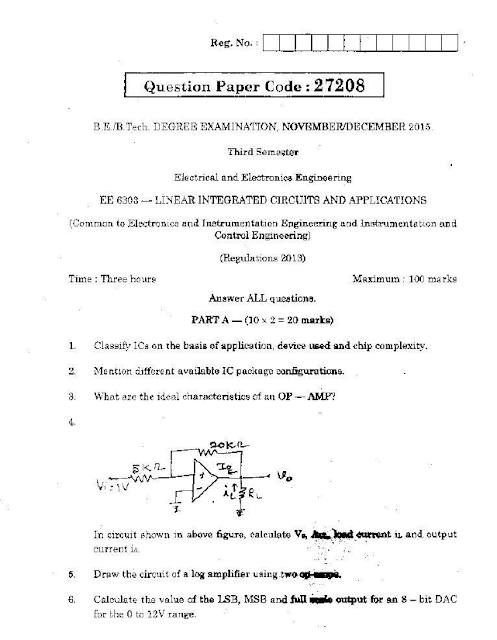 EE6303 Linear Integrated Circuits and Applications Nov Dec 2015 ...