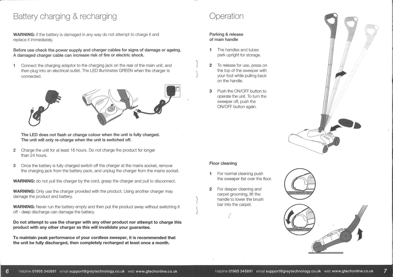 Gtech Instruction Manual - Cordless Sweepter SW19 (August 2010)