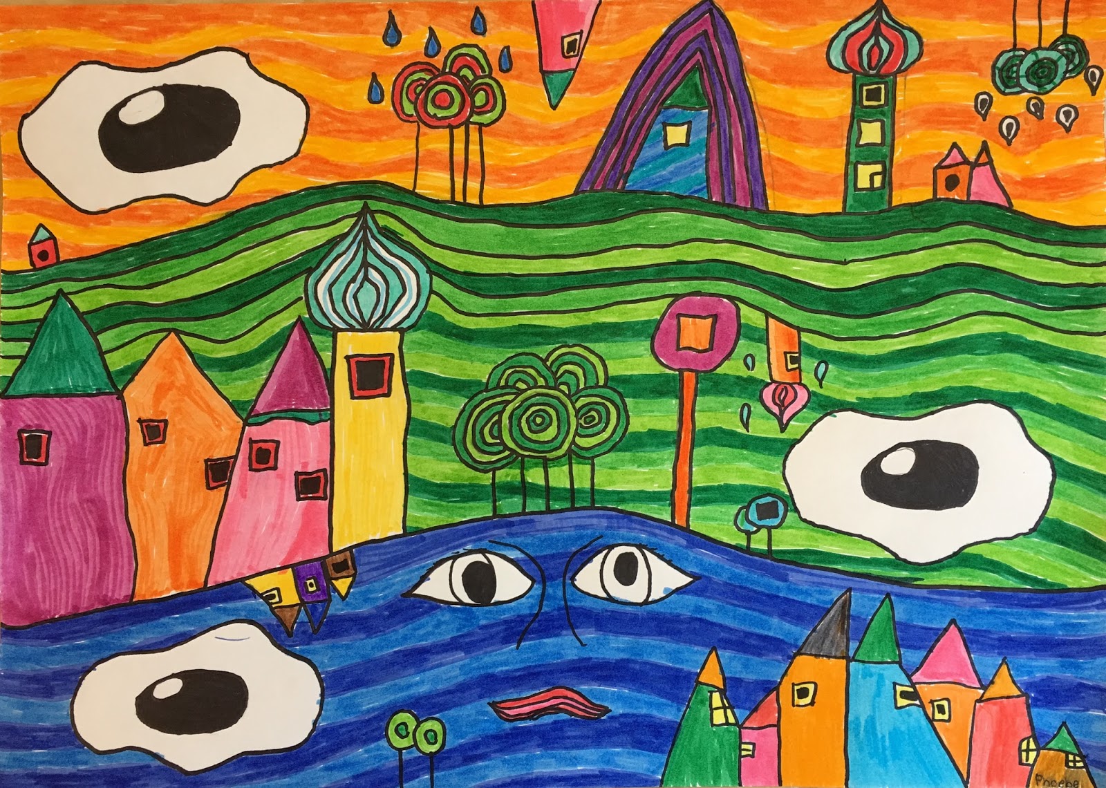 Art Room Britt: Friedensreich Hundertwasser Dreamscapes in Marker