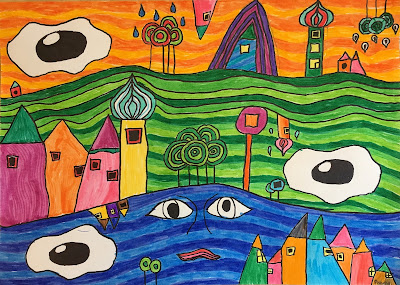 Art Room Britt: Friedensreich Hundertwasser Dreamscapes in Marker