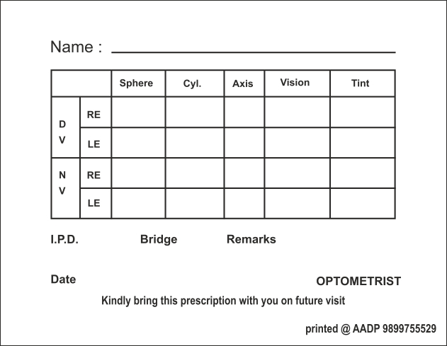 AA Design & Print: I Vision Optics - Prescription Card