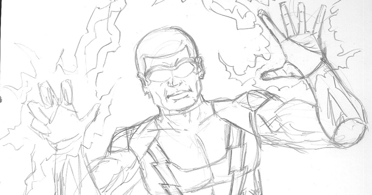 Fedscomic: Black Lightning-- 3 stages of drawing