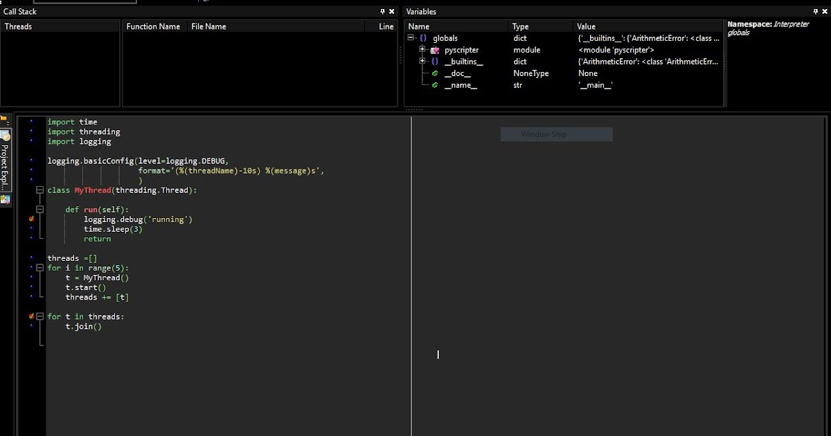 Pyscripter Thread Debugging