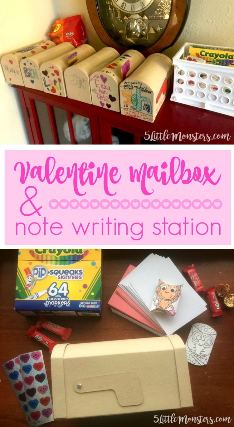 5 Little Monsters: Valentine Mailboxes and Note Writing Station