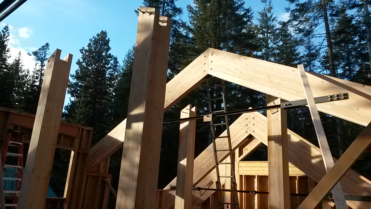 CCM Architecture : : Construction: Setting the site built Glulam Trusses