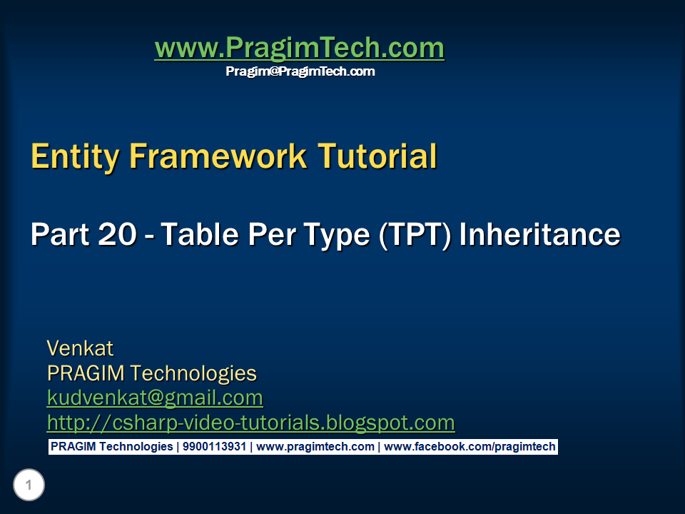 Sql server, .net and c# video tutorial: Part 20 - Table Per Type (TPT ...