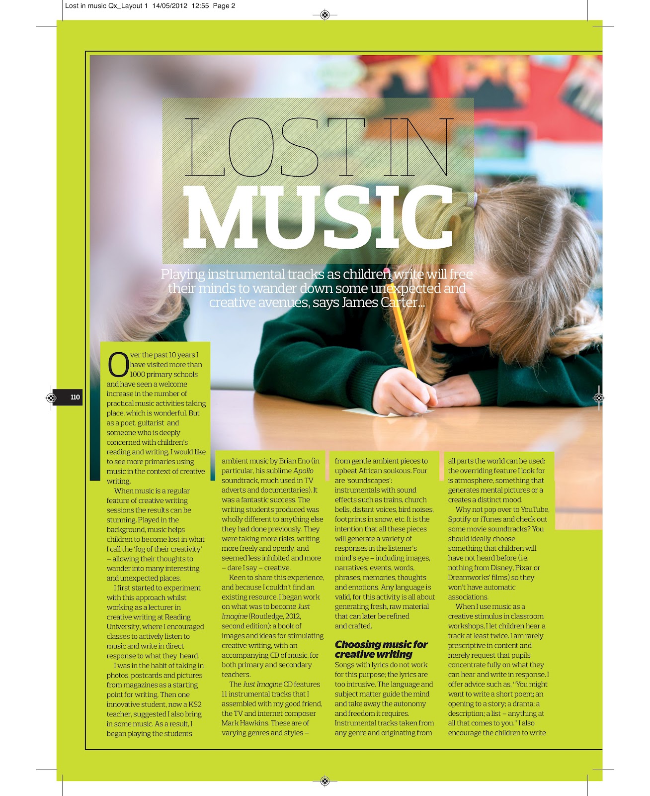 Book a Poet: Article on Music and Creative Writing by James Carter in ...