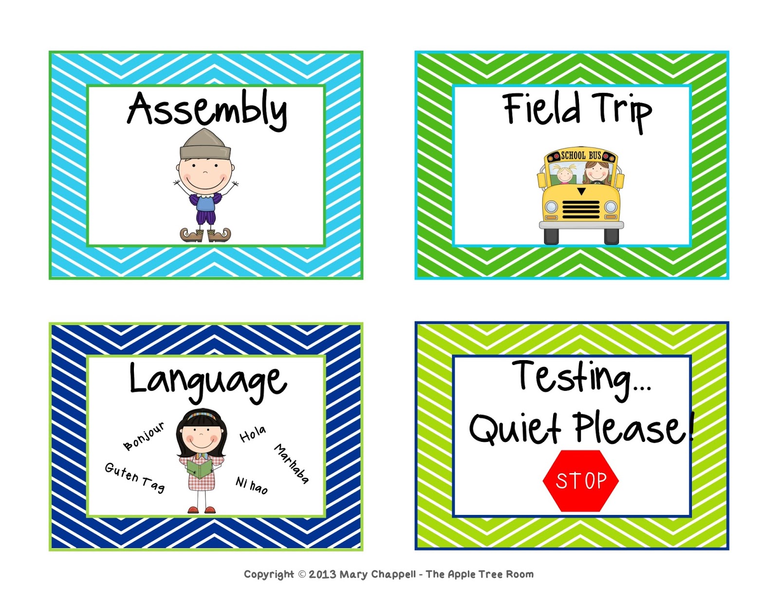 The Apple Tree Room: Where Are We? Class Location Cards (Bright Chevron ...