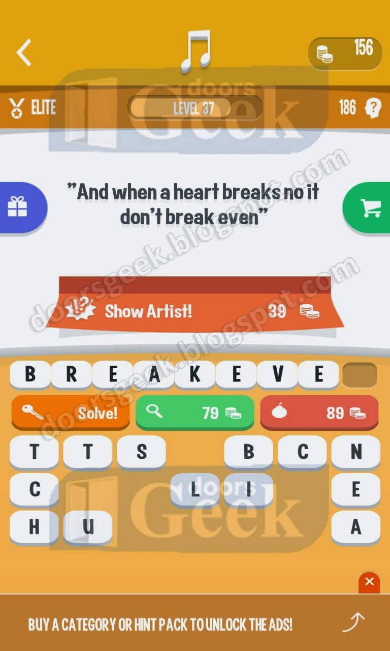 Song Quiz [Elite] Level 37 Answer ~ Doors Geek