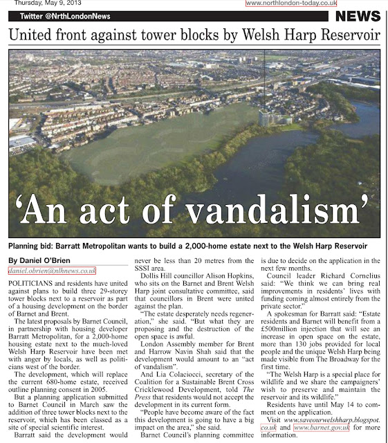 Save Our Welsh Harp: Save Our Welsh Harp in Barnet Press
